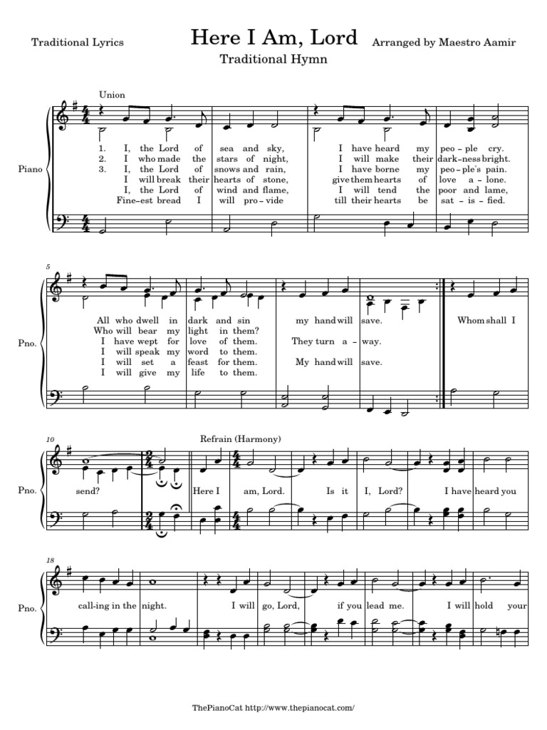 Here I Am, Lord - Piano Arrangement | PDF