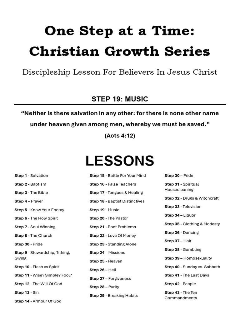One Step at A Time (Step 19 - Music) | PDF | Baptism | Psalms
