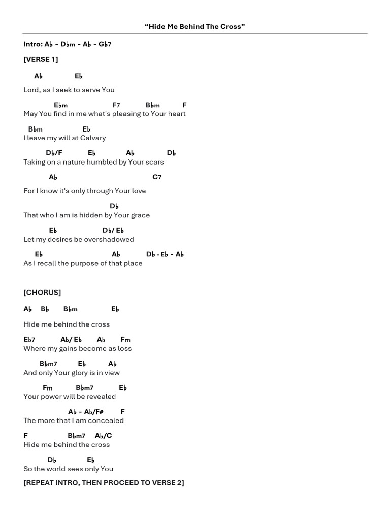 Hide Me Behind The Cross Lyrics | PDF