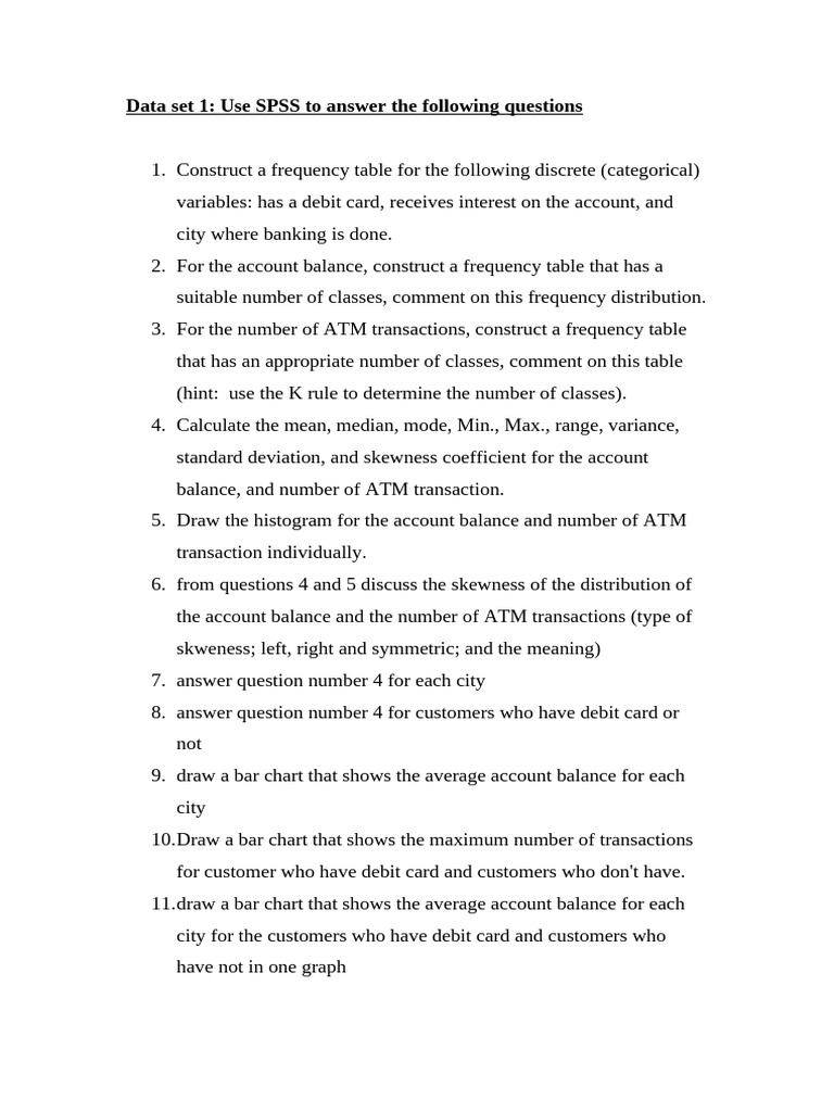 SPSS Questions For Data Set 1 | PDF