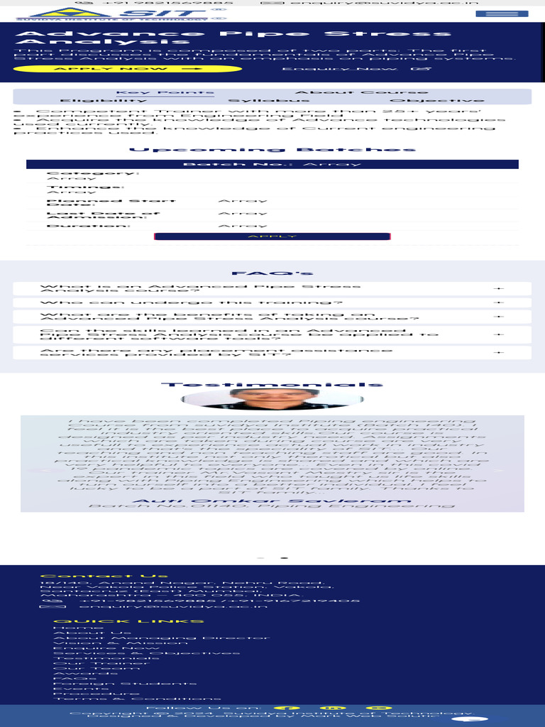 Advance Pipe Stress Analysis Course in Mumbai Suvidya Institute of ...