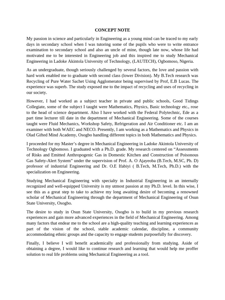 Concept Note | PDF | Engineering