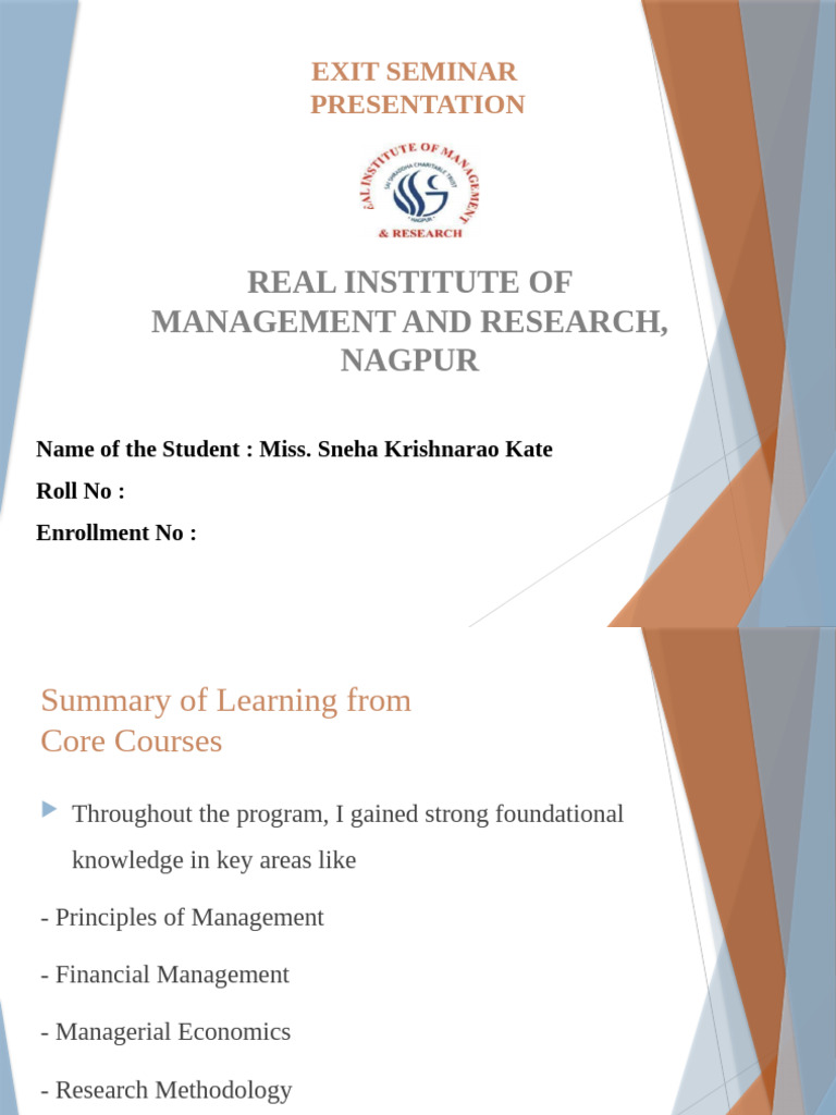 Exit Seminar Presentation Sneha Kate | PDF