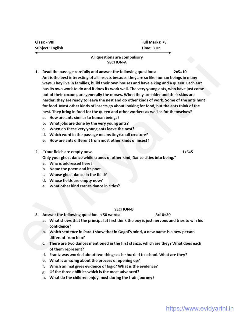 English Sample Paper 1 1 (1) | PDF
