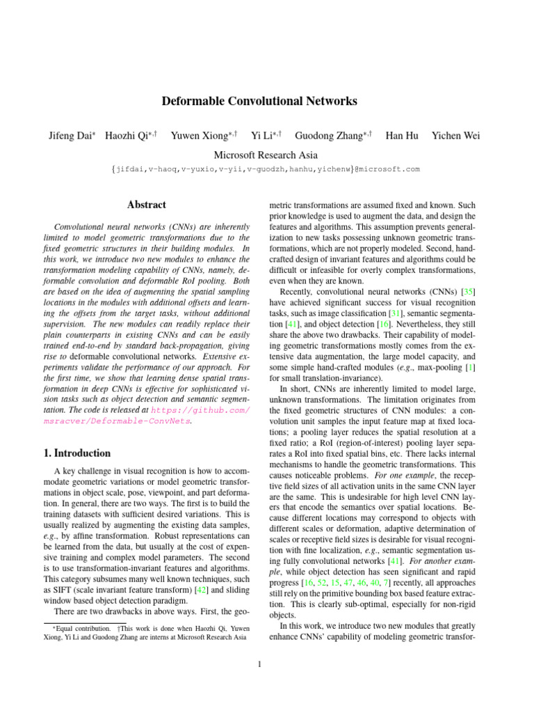 Deformable Convolutional Networks | PDF | Applied Mathematics | Computer Vision