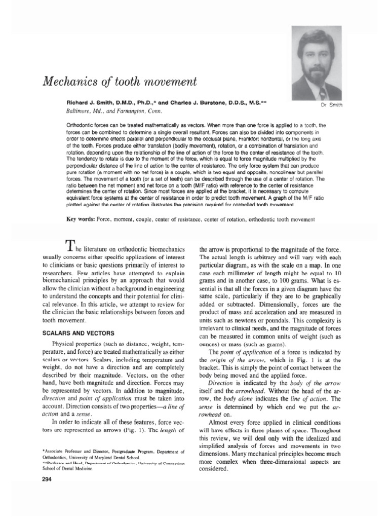 SMITH, BURSTONE, 1984 - Mechanics of Tooth Movement | PDF