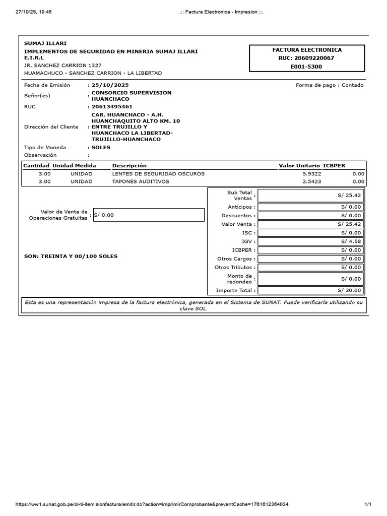 Factura Electrónica - SUMAJ ILLARI | PDF | Servicios financieros ...