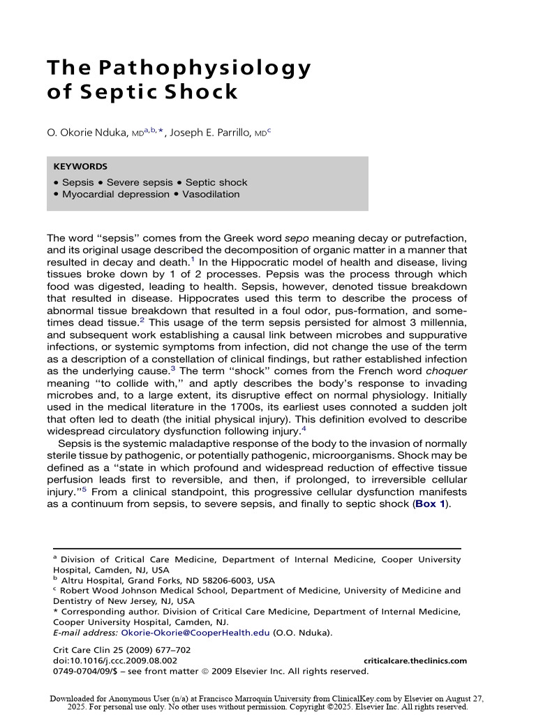 The Pathophysiology of Septic Shock | PDF | Toll Like Receptor | Nf κb