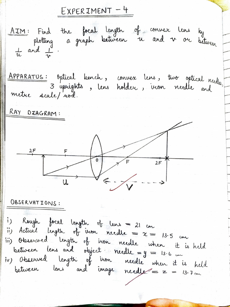 To Determine Focal Length of The Convex Lens | PDF | Optics | Light