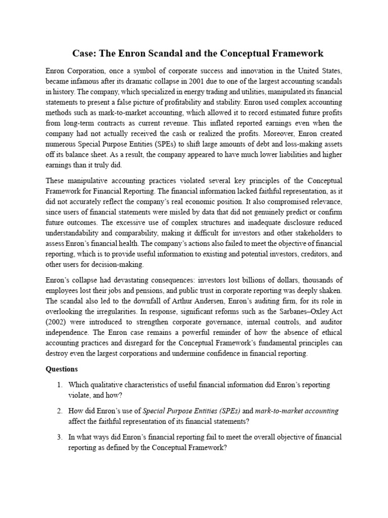 Case On Enron Scandal | PDF | Accounting | Enron