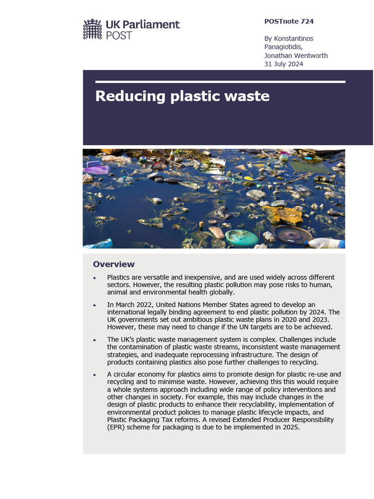Uk Parliament On Plastic in Uk | PDF | Biodegradation | Recycling