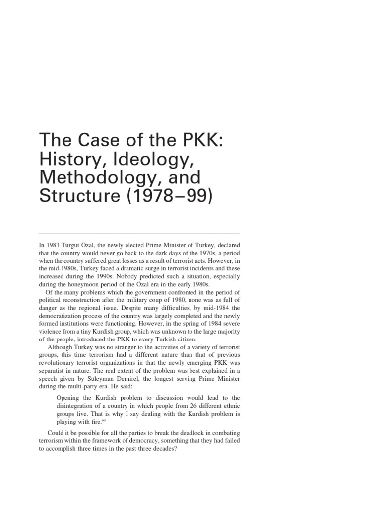 The Case of The PKK: History, Ideology, Methodology, and Structure ...