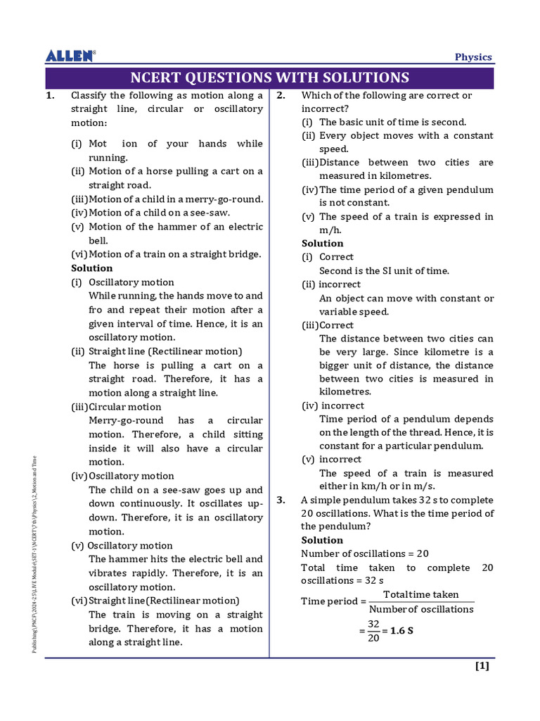 Motion and Time | PDF | Speed | Oscillation