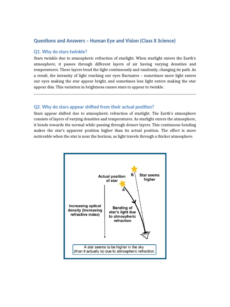Human Eye ClassX QA | PDF | Eye | Sunset