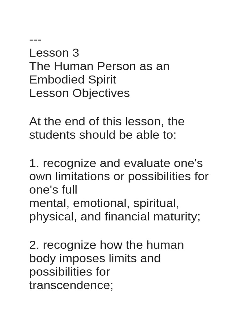 L3 The Human Person As An Ebodied Spirit 250821 115122 | PDF ...