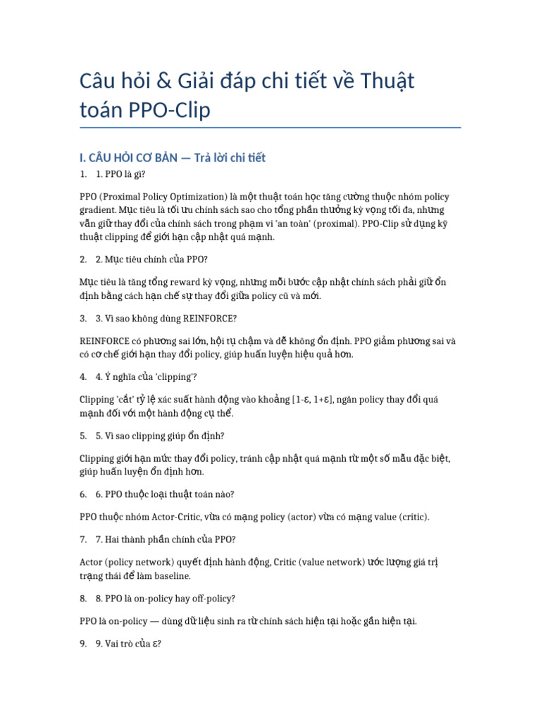 PPO Clip Full Detail Answers | PDF