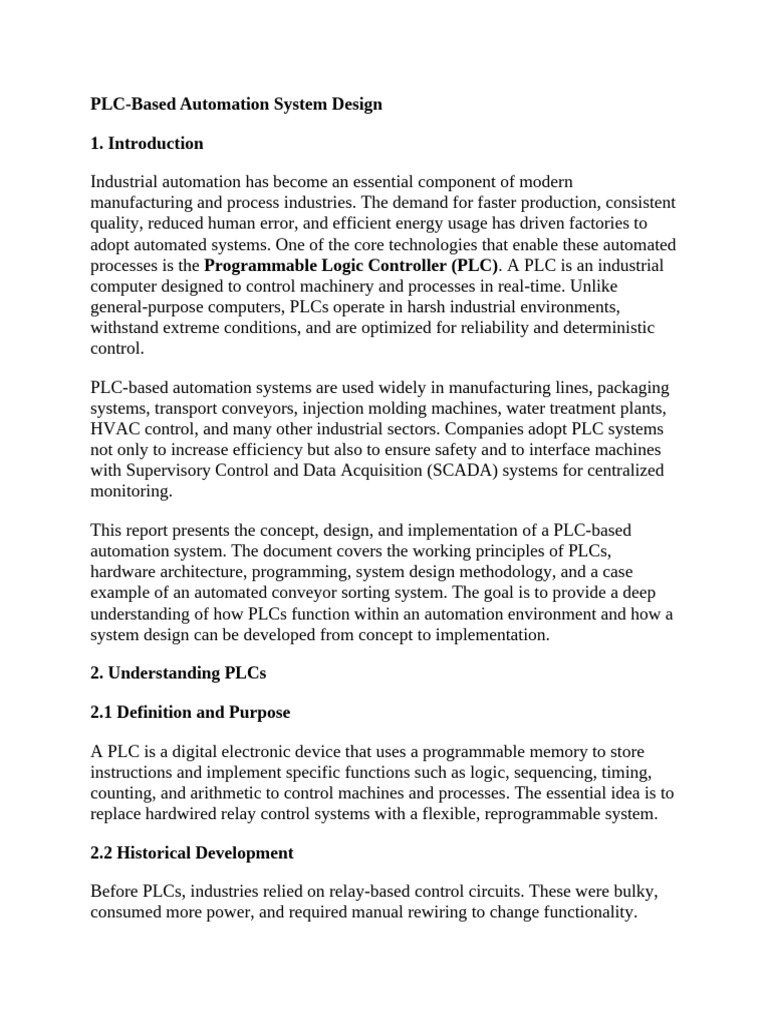 PLC-Based Automation System Design | PDF | Programmable Logic ...