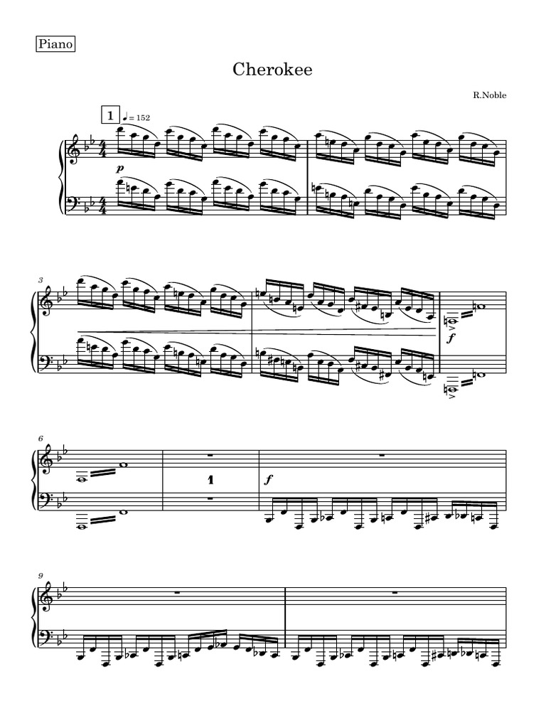 Piano Sheet Music for Cherokee | PDF