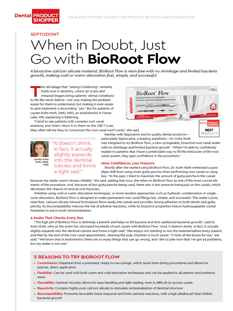 Dps Jan23 Bioroot Flow | PDF | Dentin | Dentistry Branches
