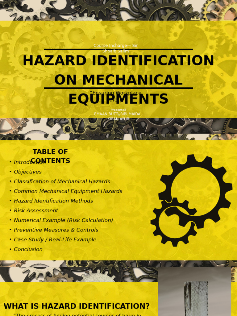Mechanical Equipment Hazard Identification | PDF | Occupational Safety ...