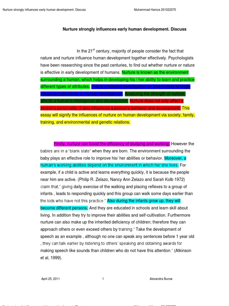 The Strong Influence of Nurture on Early Human Development | PDF ...