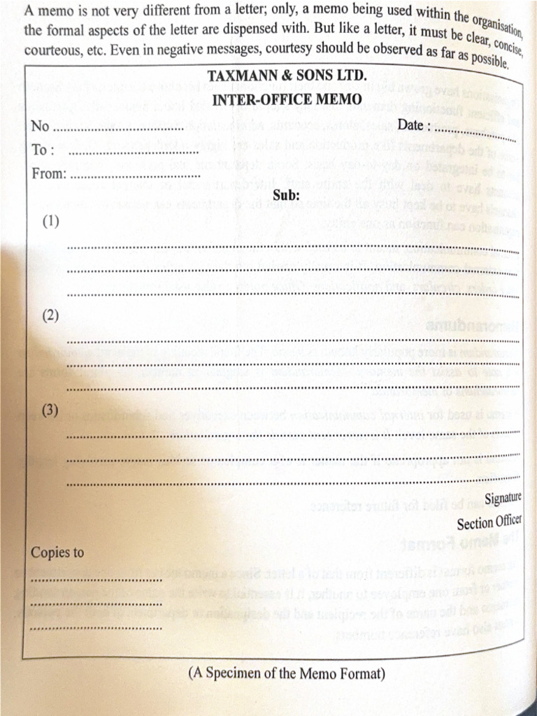 A Memo Is Not Very Different From A Letter Only, A Memo Being Used ...