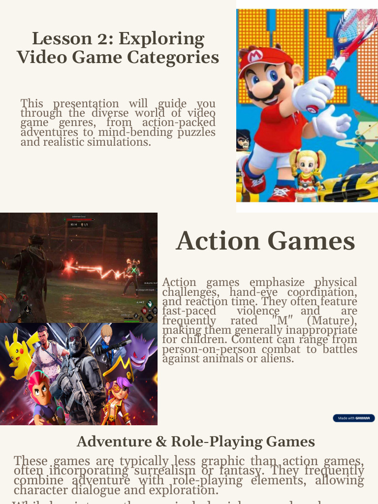 Lesson 2 Exploring Video Game Categories | PDF | Video Games ...