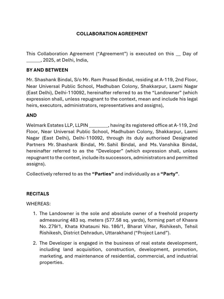 Collaboration Agreement | PDF | Arbitration | Deed