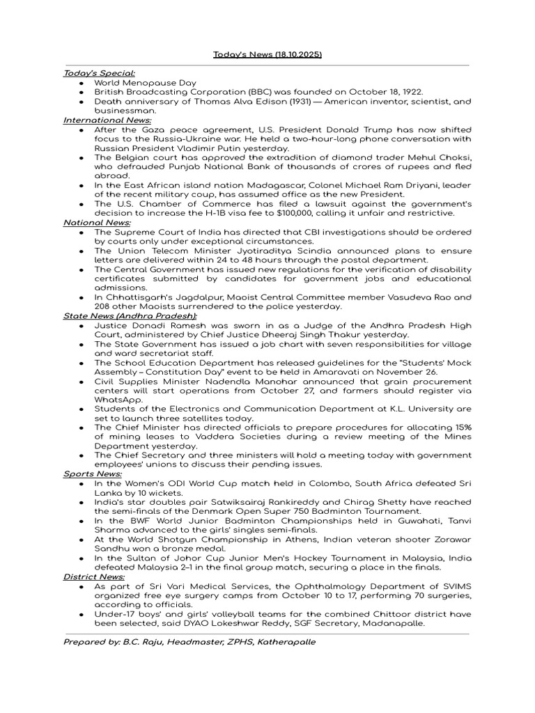 BTA - Today's News (18.10.2025) | PDF