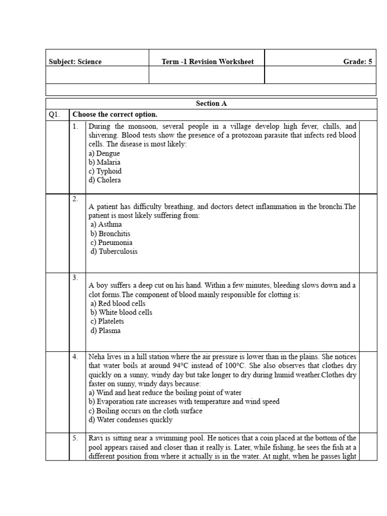 Revision Worksheet Term-1 | PDF | Earth | Moon