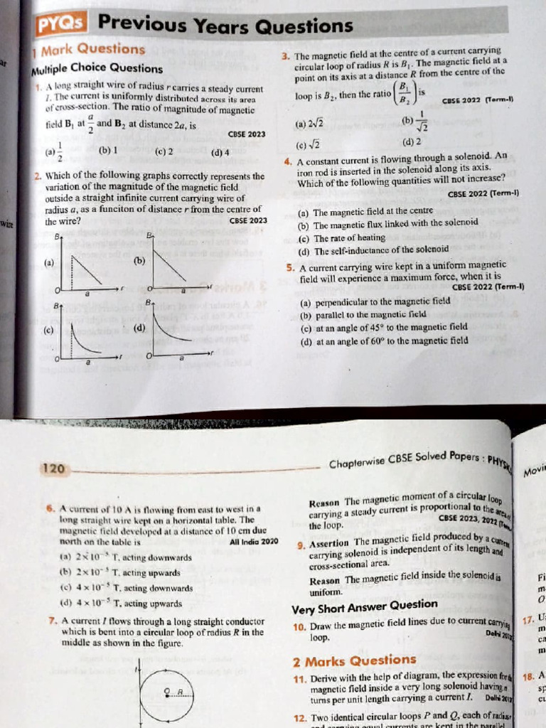 Pyq CH4 | PDF | Magnetic Field | Electron