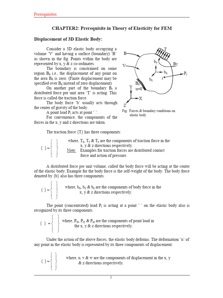 Prerequisites for Elasticity in FEM | PDF | Stress (Mechanics ...
