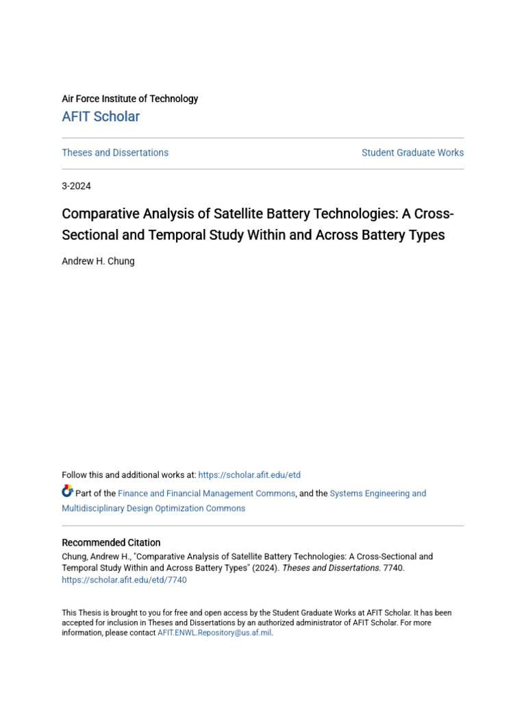 Comparative Analysis of Satellite Battery Technologies - A Cross-S ...