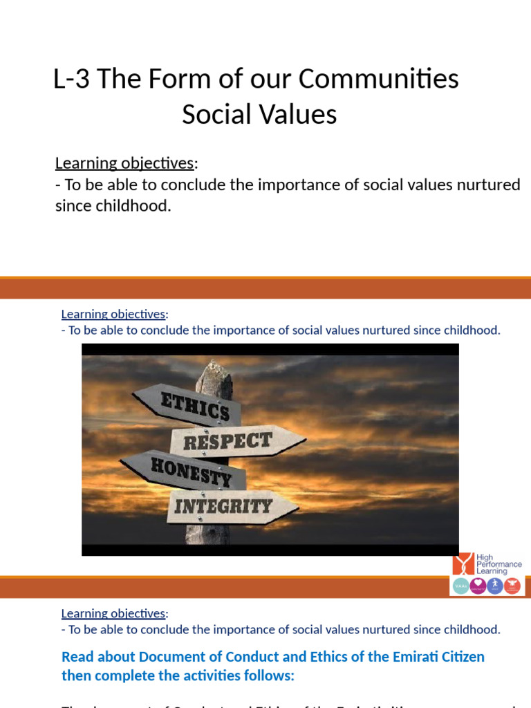 L-3 - Social Values - Events (16th and 20th of Nov.) | PDF | Behavior ...