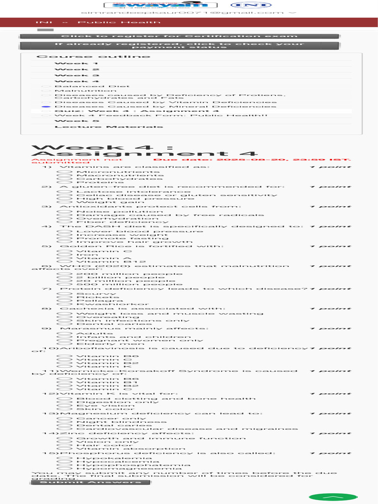 Public Health - Unit 4 - Week 4 | PDF | Vitamin | Nutrition