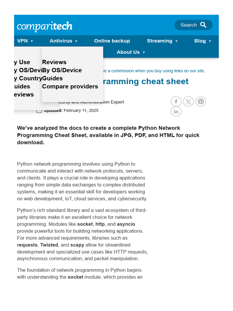 python cheat sheet for networking | PDF | Network Socket | Port ...