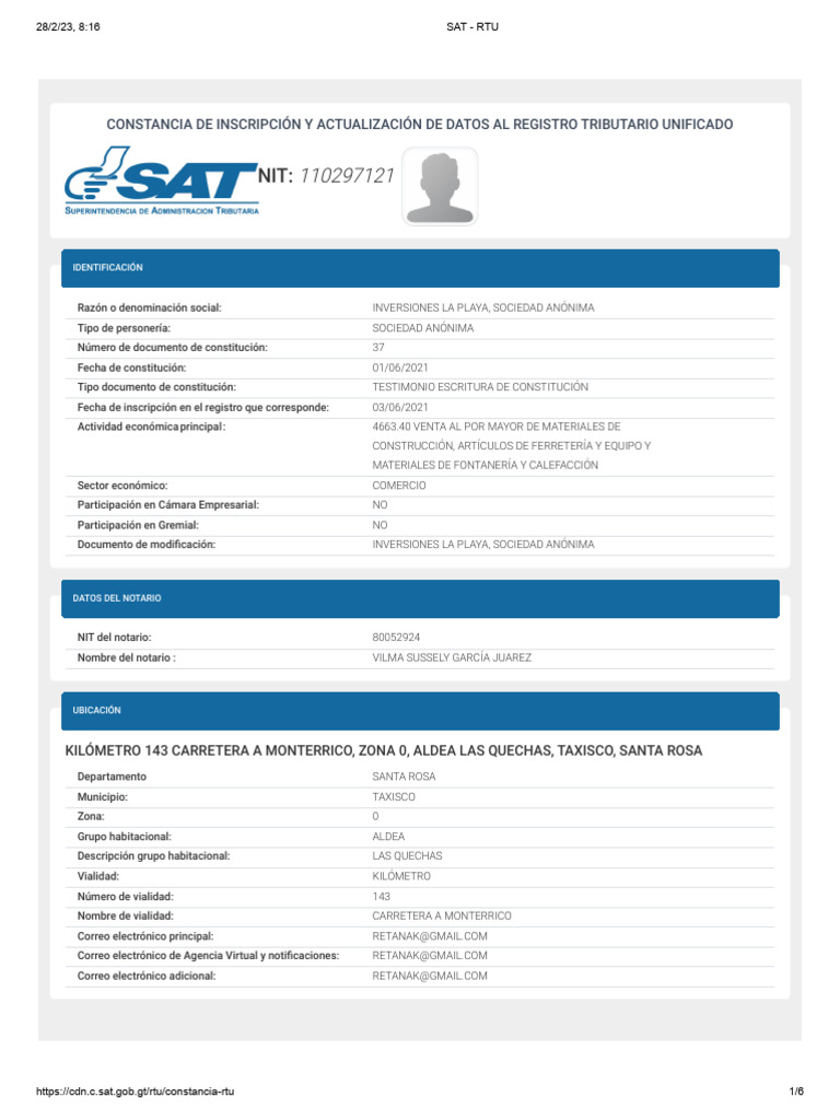 RTU INVERSIONES 28-02-2023 | PDF | Impuesto sobre la renta | Impuestos