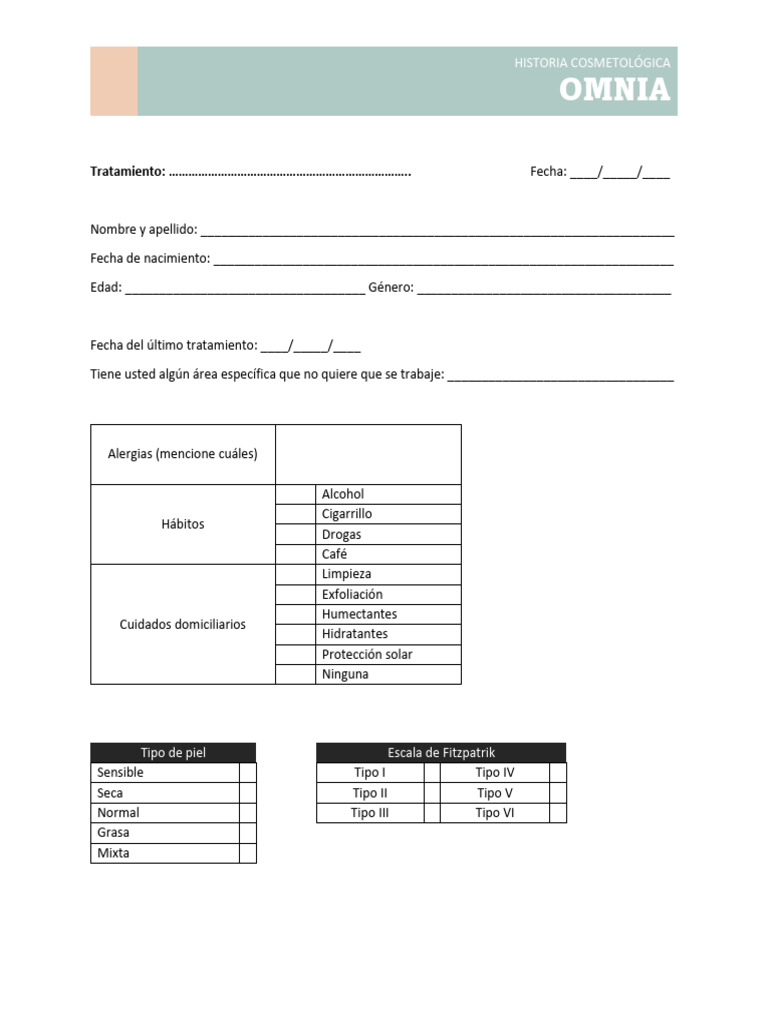 Modelo Ficha Del Paciente OMNIA | PDF | Medicina CLINICA | Enfermedades y trastornos