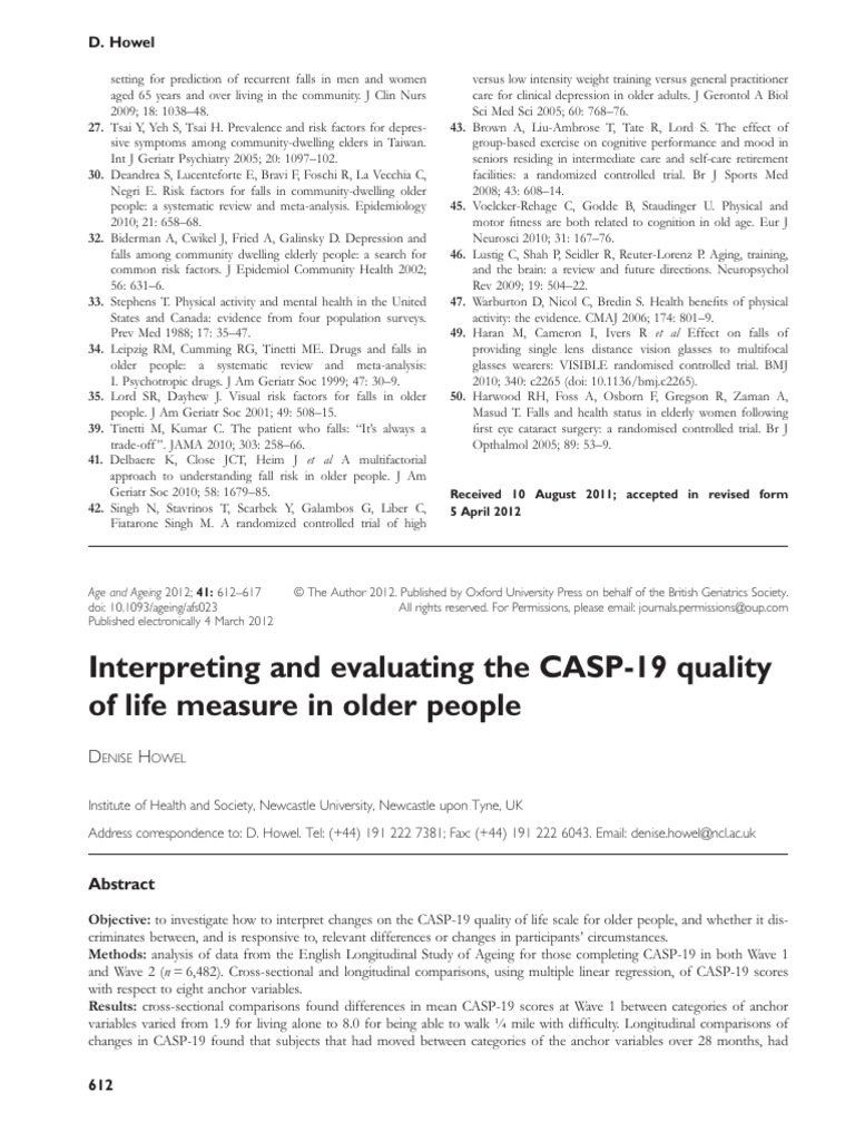 2012 Interpreting and Evaluating The CASP-19 Quality of Life Measure in ...