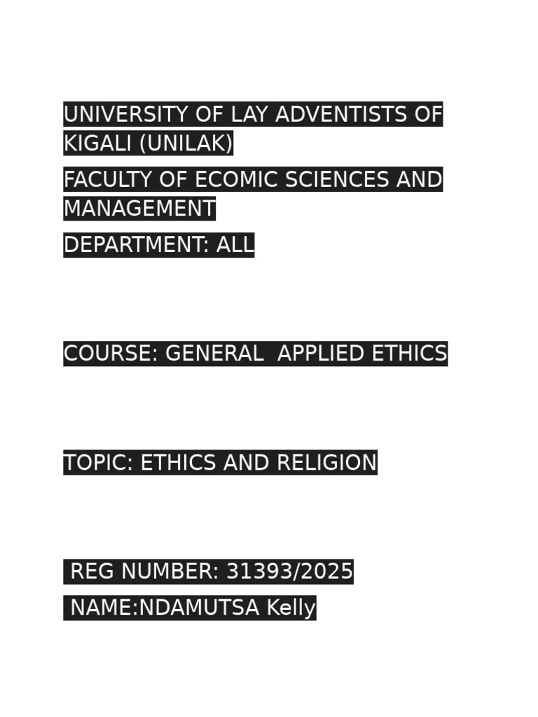 Ethics and Religion Individual Work | PDF | Value (Ethics) | Morality