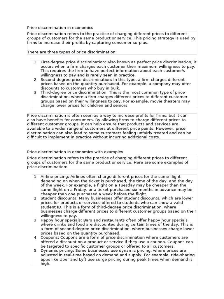 Understanding Price Discrimination Types | PDF | Price Discrimination ...