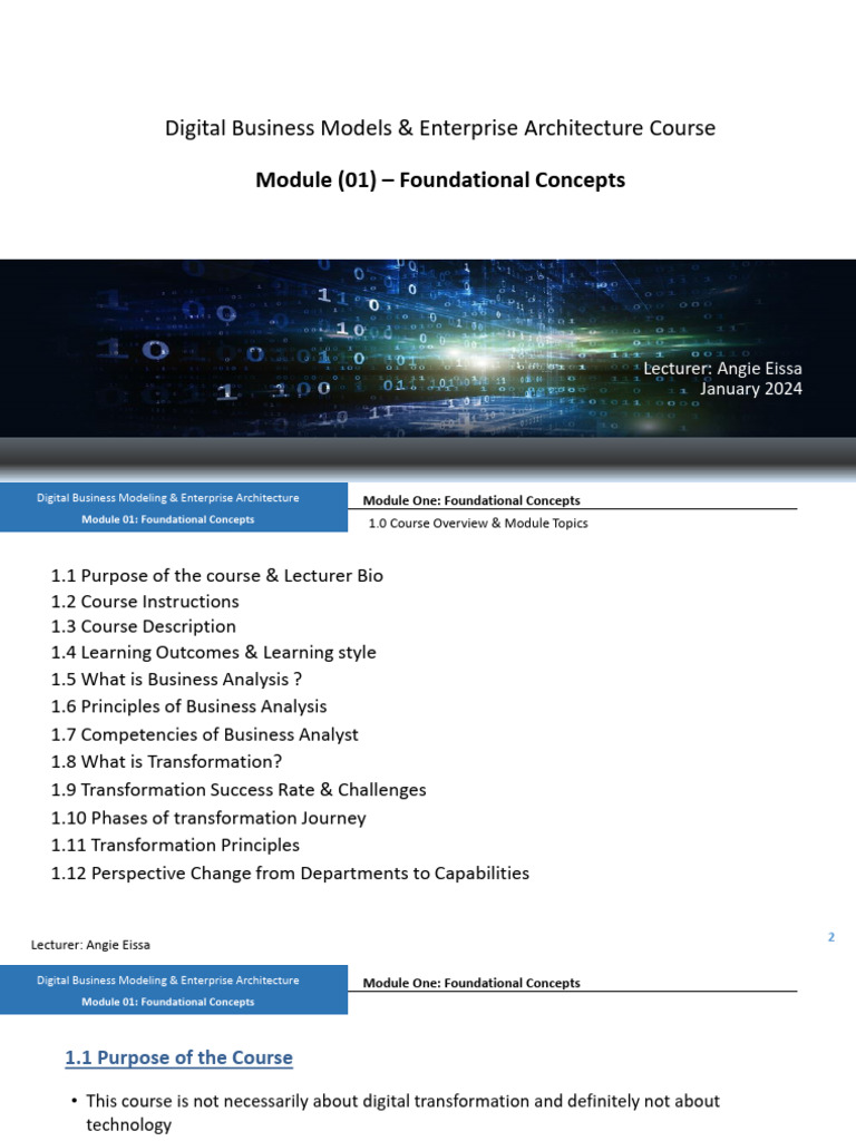 1 DBM EAM - Module One - Foundational Concepts - Jan 2024 | PDF ...