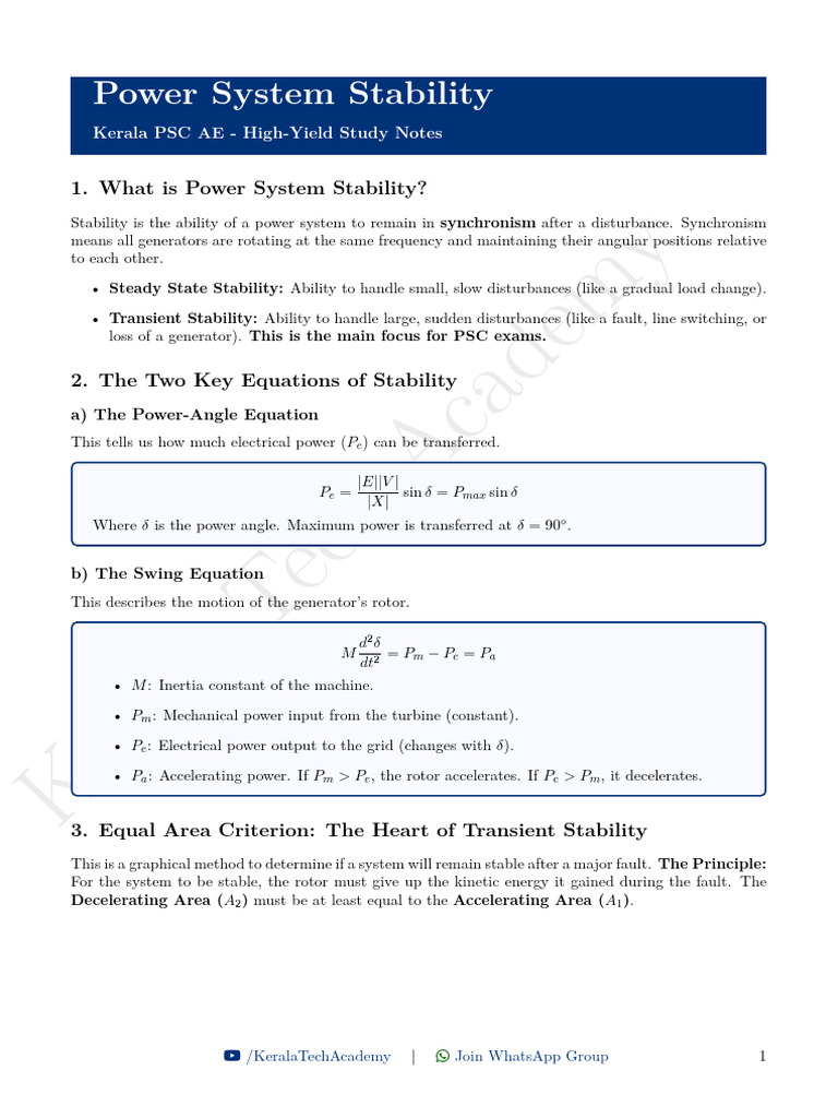 Power System Stability - 250725 - 045057 | PDF | Electric Generator ...