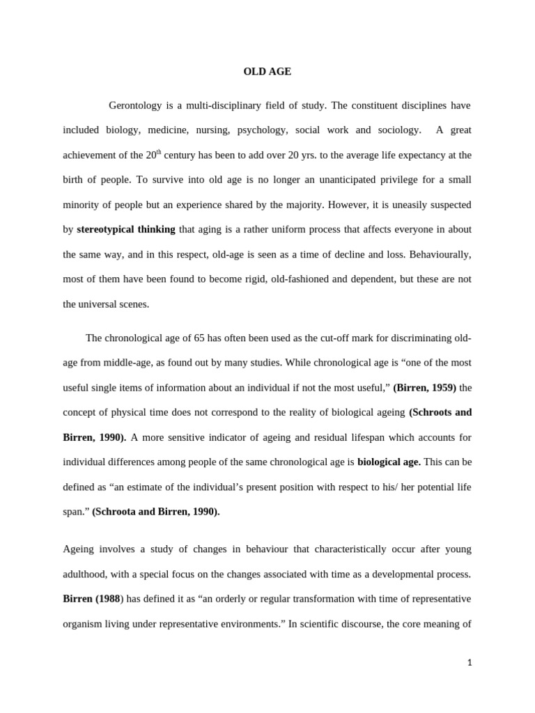 Old Age_cbcs Final (1) | PDF | Ageing | Senescence