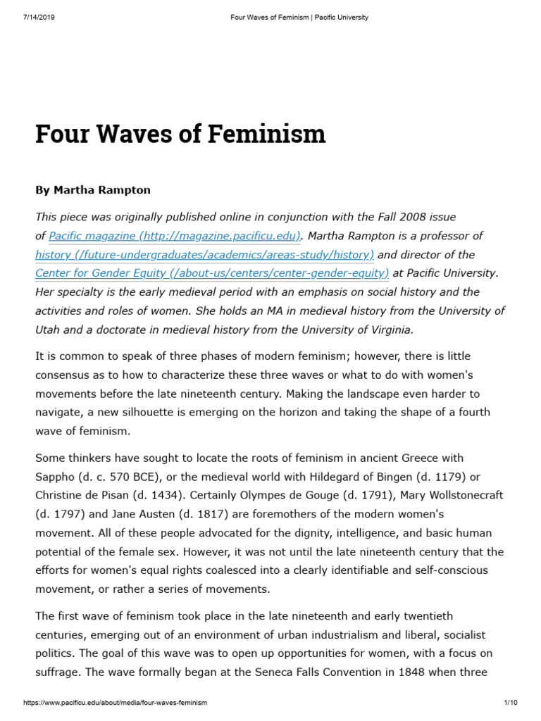 Four Waves of Feminism Explained | PDF | Feminism | Gender Studies
