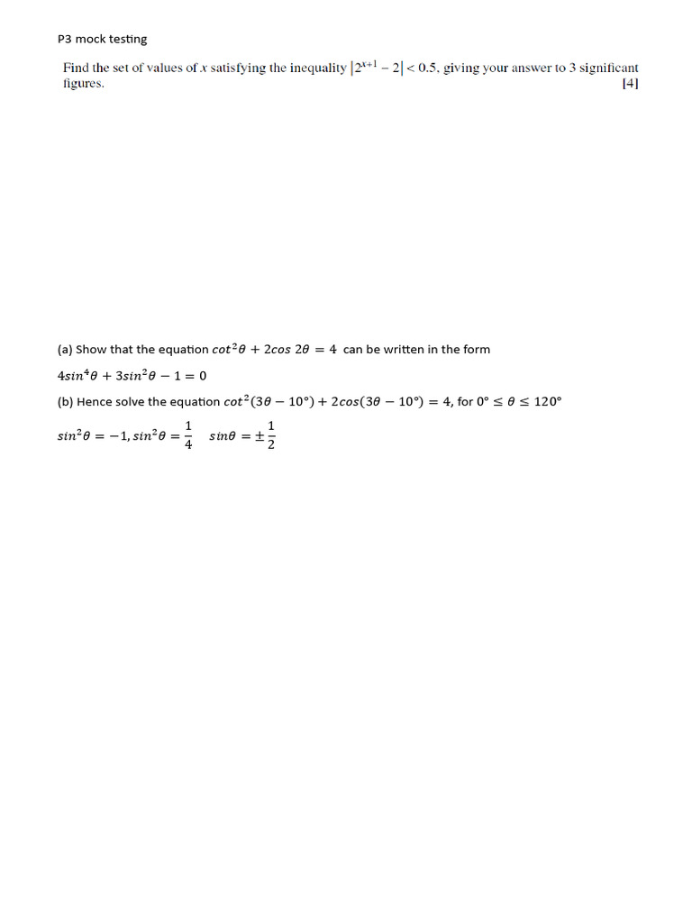 Advanced Mathematics Problem Set | PDF | Equations | Mathematical Concepts