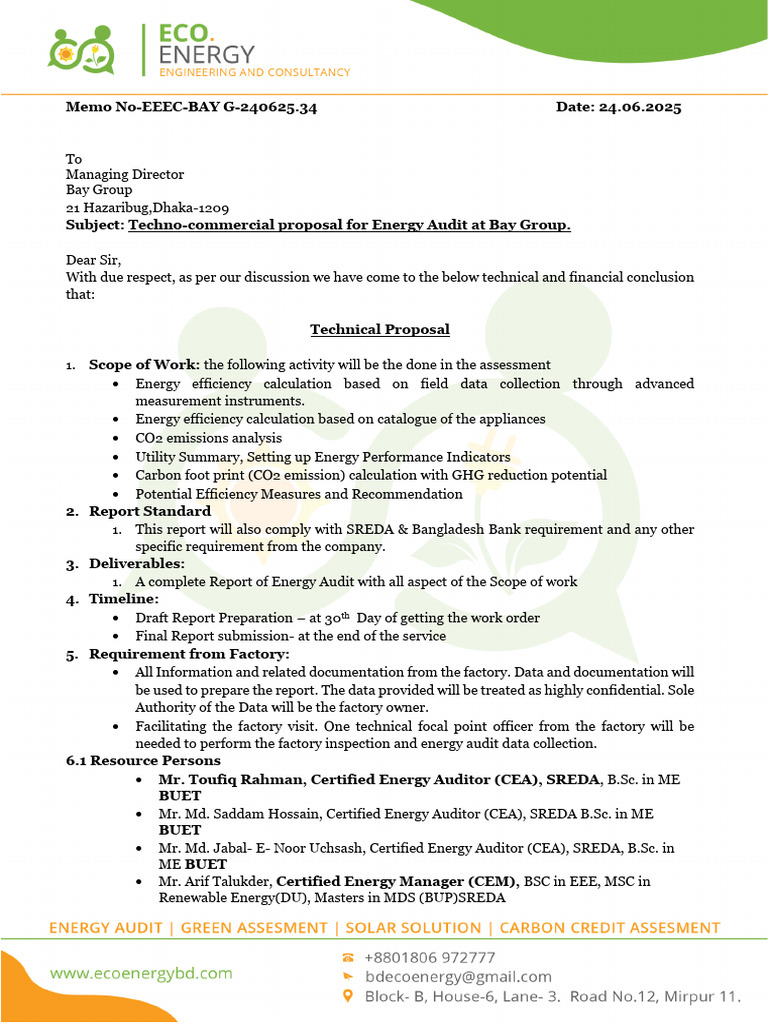 Proposal For Bay Group - 24.06.25 | PDF | Audit | Climate Change