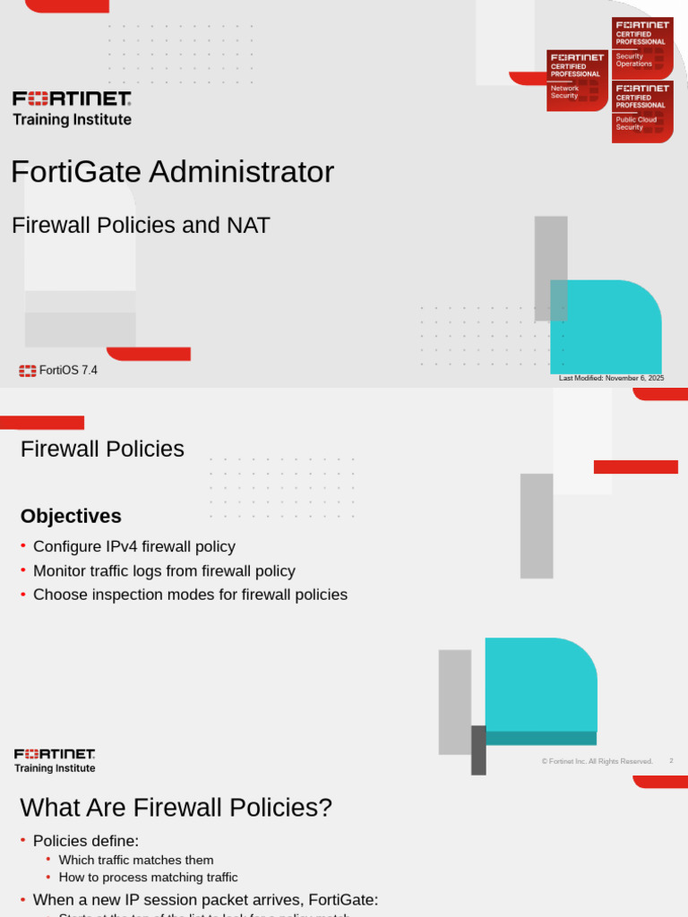 FortiGate_Admin_02_Firewall_Policies_and_NAT | PDF | Firewall ...