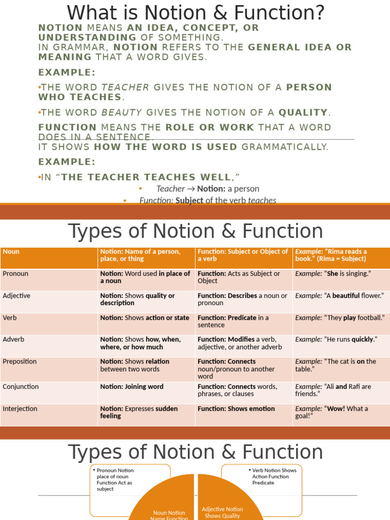 Understanding Notion and Function for Kids | PDF | Adverb | Verb