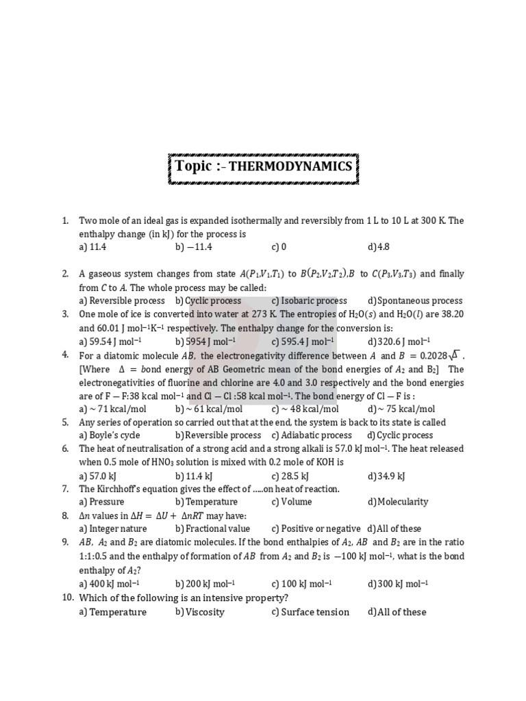 Chemical Thermodynamics | PDF | Enthalpy | Chemical Reactions